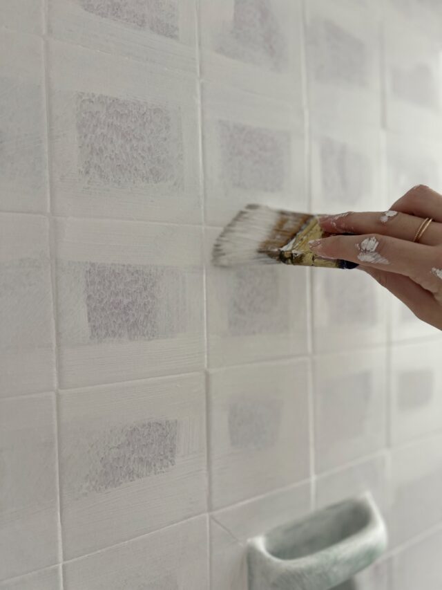 Bathroom Makeover Part 2: How to Paint Shower Tile | Our Aesthetic Abode