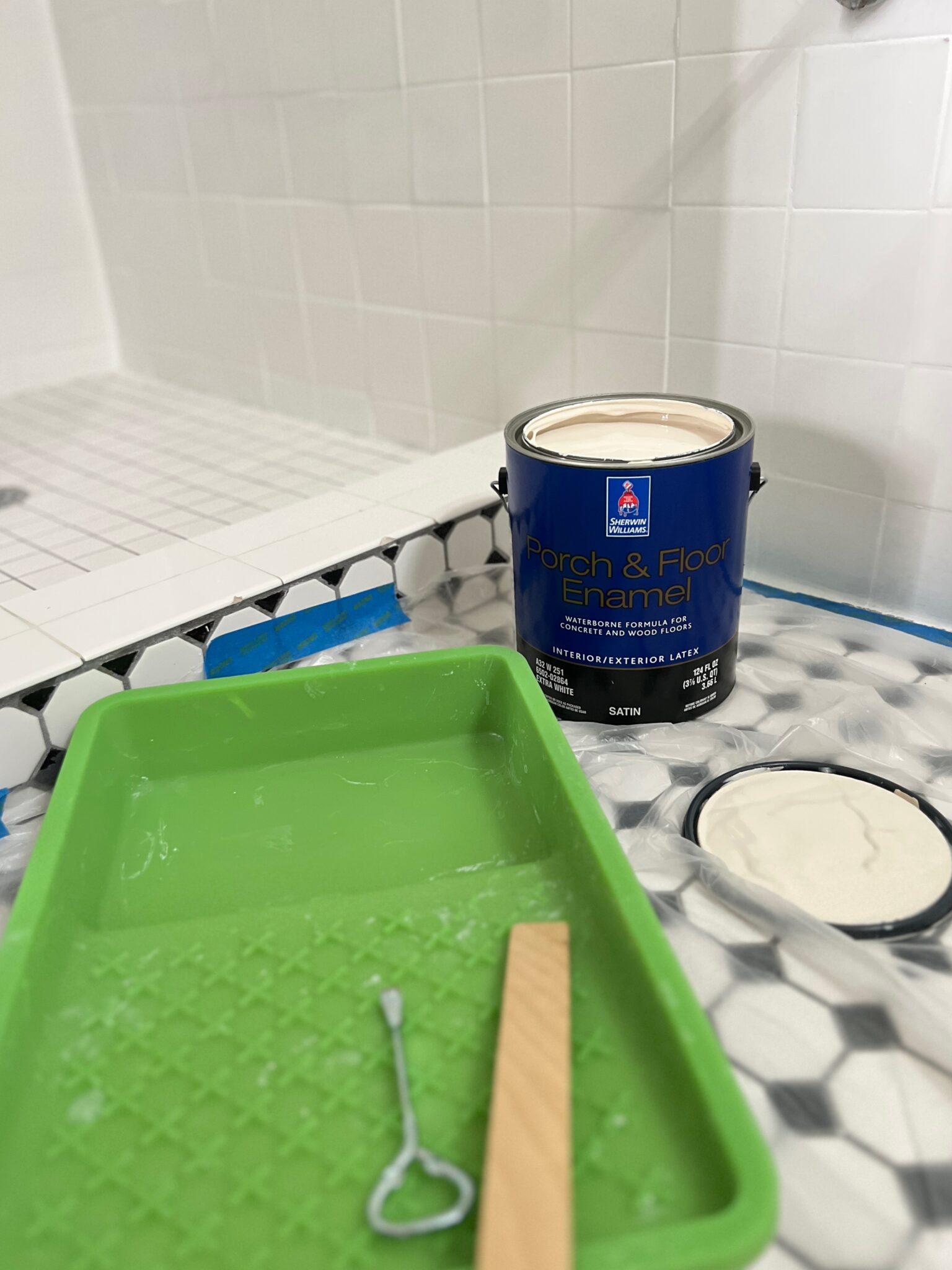 Bathroom Makeover Part 2: How to Paint Shower Tile | Our Aesthetic Abode